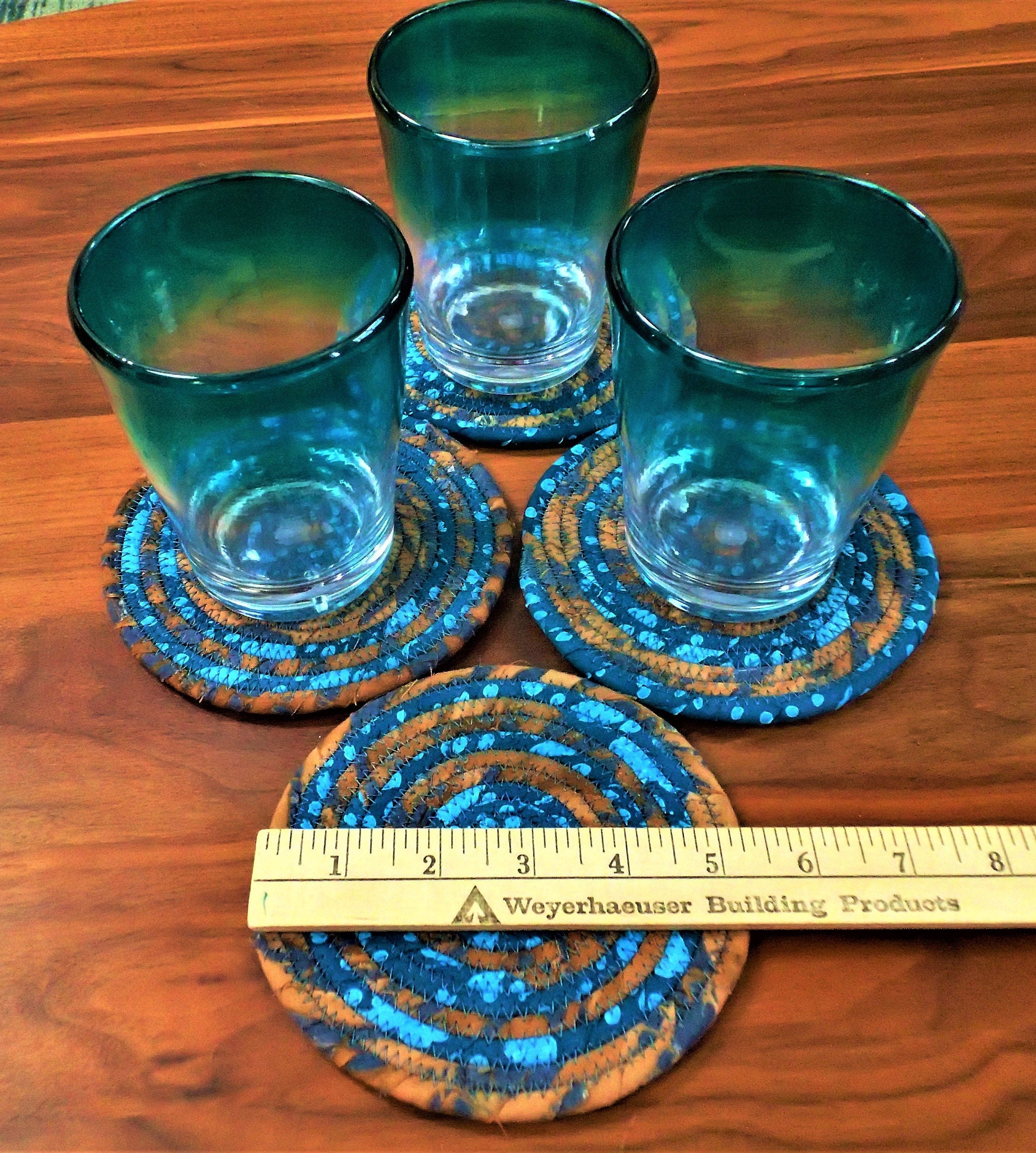 Set of Four 5.25 Round Coaster Trivets With Cork Bases and 6.25 Round ...