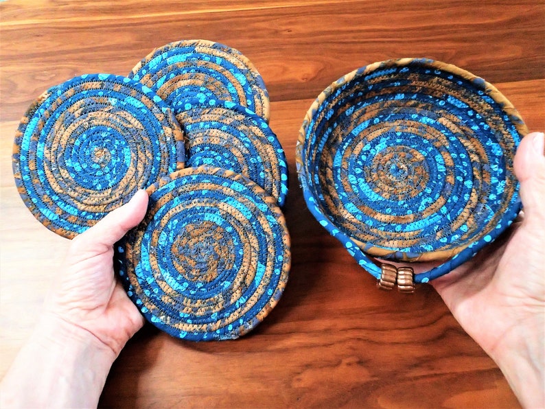 Set of Four 5.25 Round Coaster Trivets With Cork Bases and 6.25 Round ...