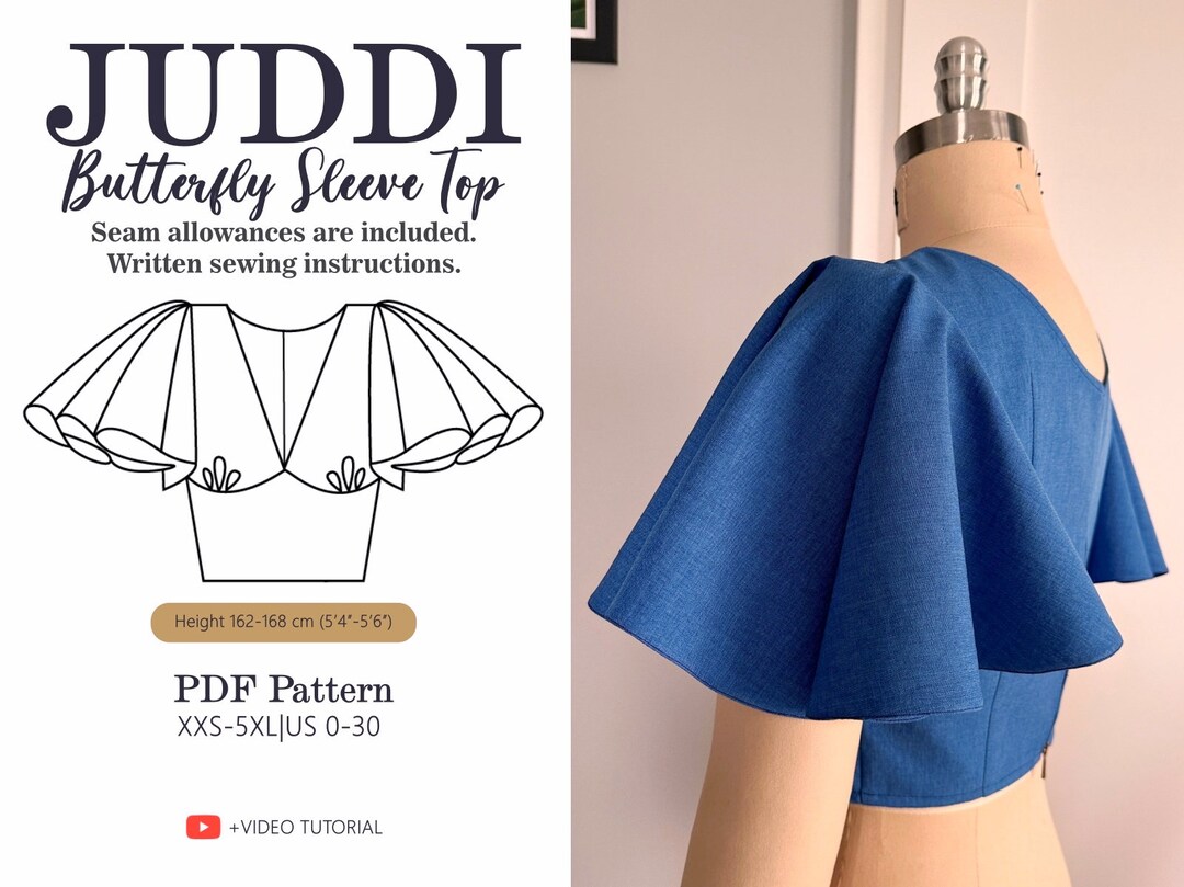 Butterfly Sleeve Toppdf Pattern XXS-5XL Gathered Bust Milkmaidflared ...