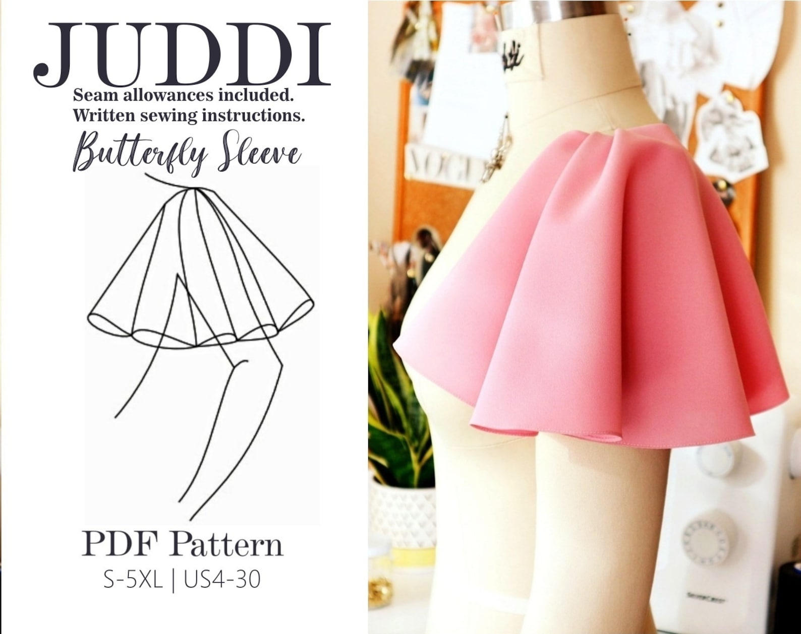 Butterfly Sleeve PDF Pattern | S - 5XL | US 4 - 30 - Etsy