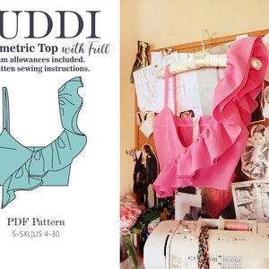 Asymmetric Ruffled Top | PDF Sewing Pattern US 4- 30 | S - 5XL - Etsy