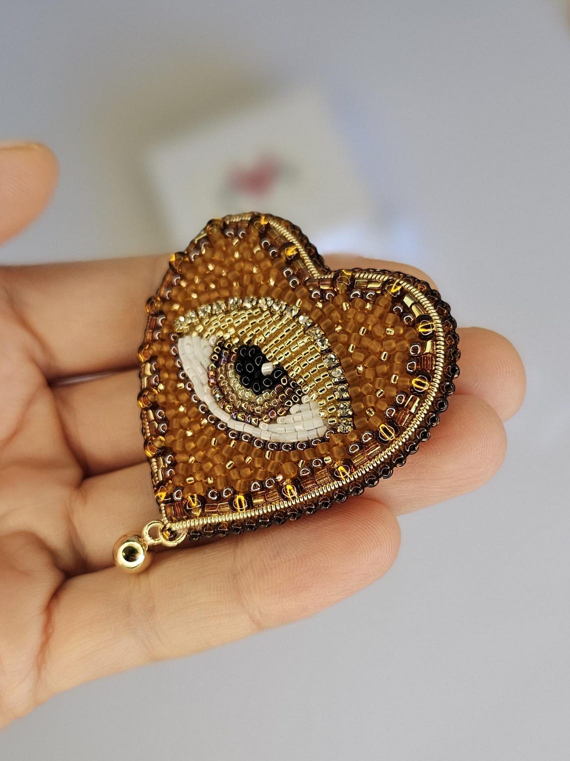 Beaded Eye Brooch, Embroidered Evil Eye Pin - Etsy