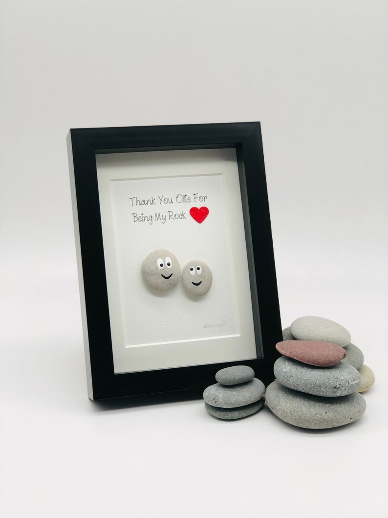 Personalised Pebble Picture Thank You for Being My Rock - Etsy UK