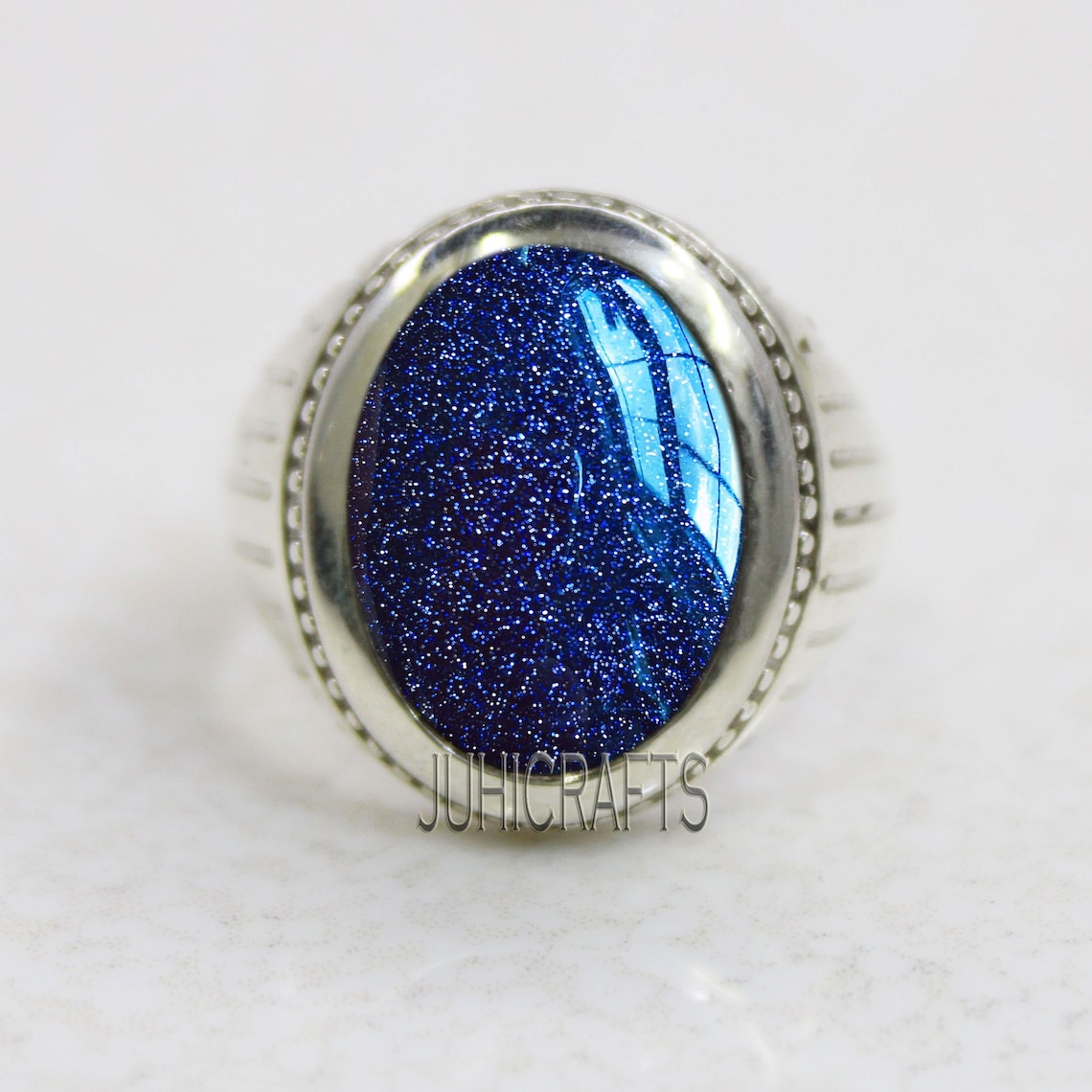 Blue Sunstone Mens Ring 925 Sterling Silver Statement Ring - Etsy