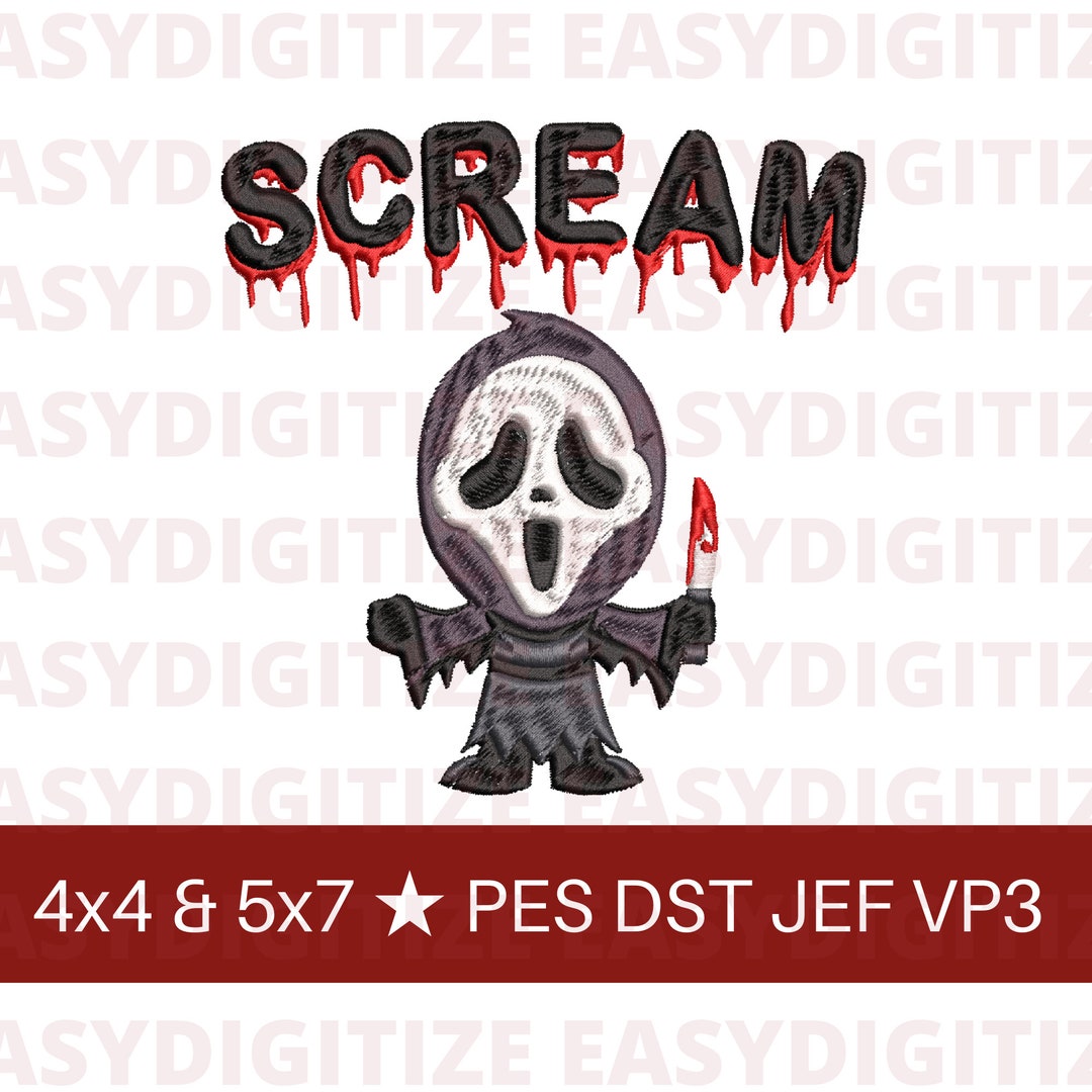 Drippy scream Ghostface Embroidery Design File 4x4 & 5x7 PES DST JEF ...