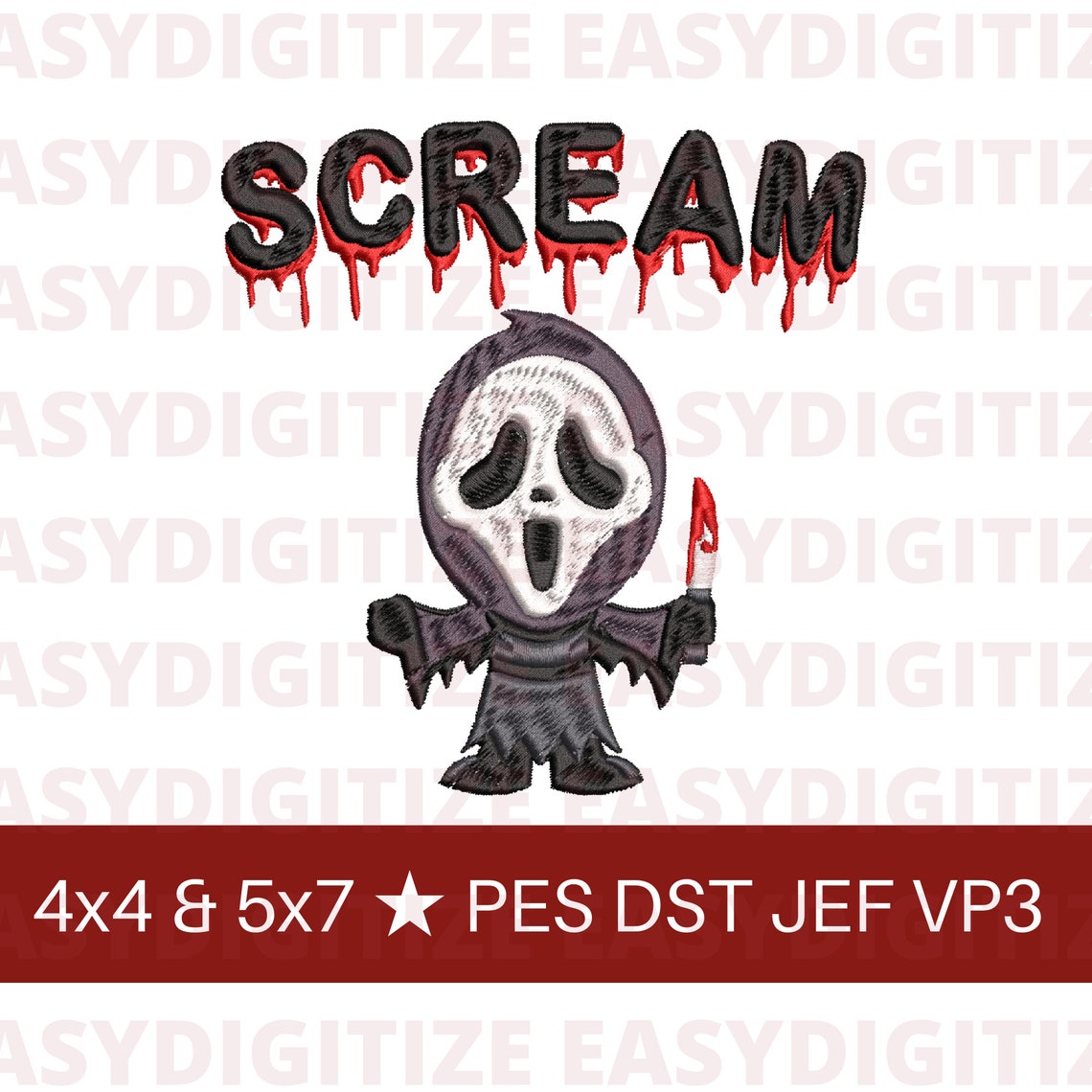 Drippy scream Ghostface Embroidery Design File 4x4 - Etsy