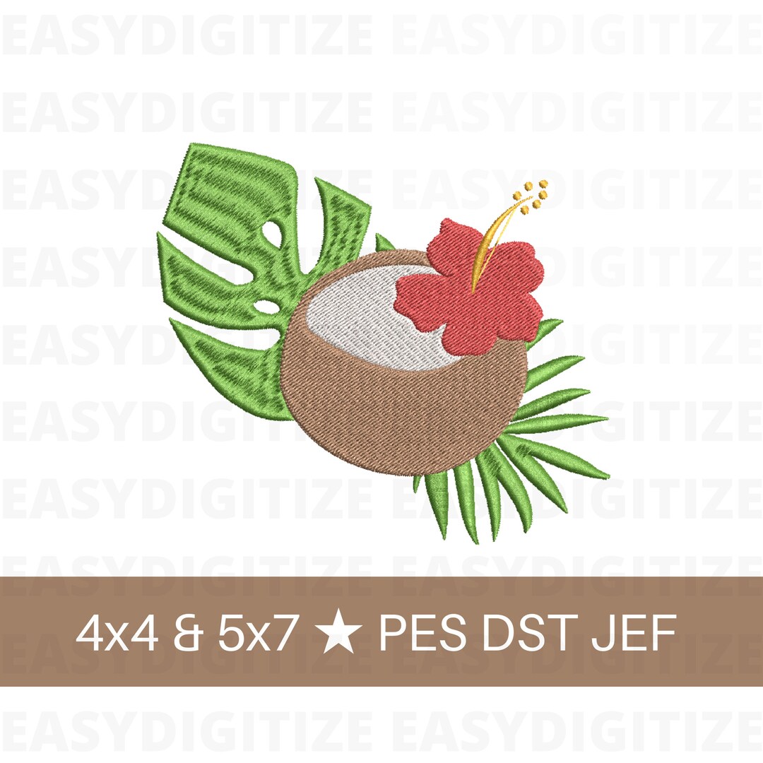 Coconut Embroidery Design File 4x4 & 5x7 PES DST JEF, Trendy Design - Etsy