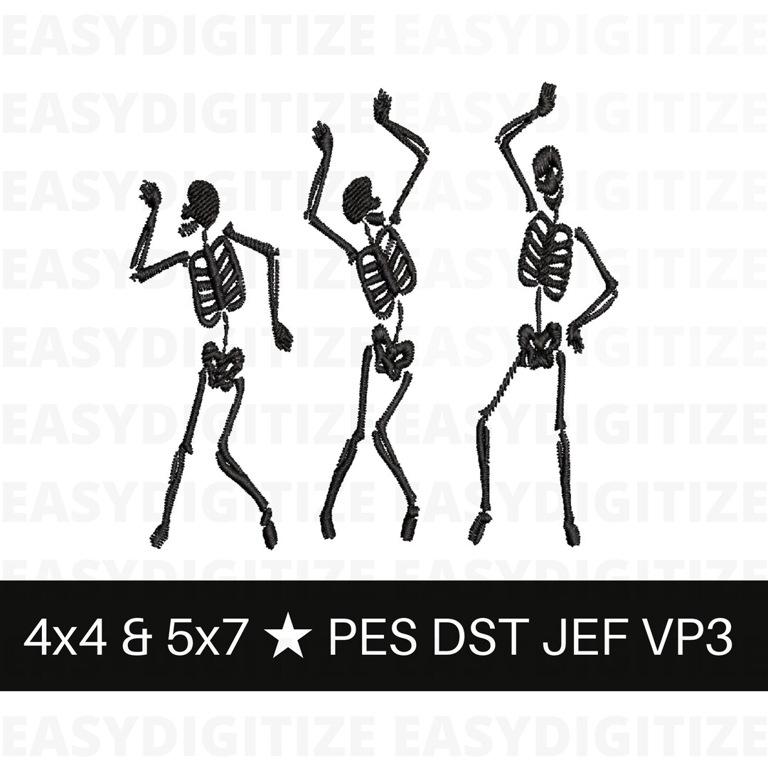 A Few Dancing Skeleton Embroidery Design Files PES DST VP3 JEF 4x4 ...