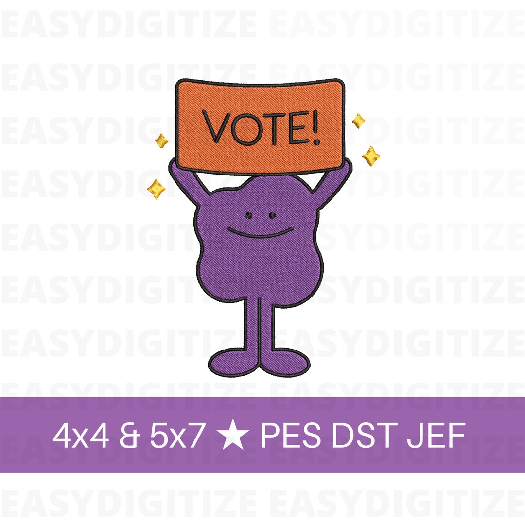 Vote! Character Embroidery Design File 4x4 & 5x7 PES DST JEF, Trendy ...