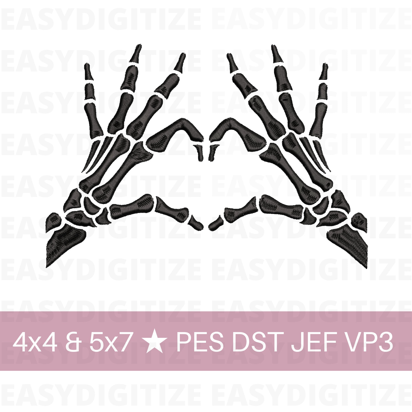 Skeleton Heart Hand Embroidery Design File 4x4 & 5x7 PES DST - Etsy