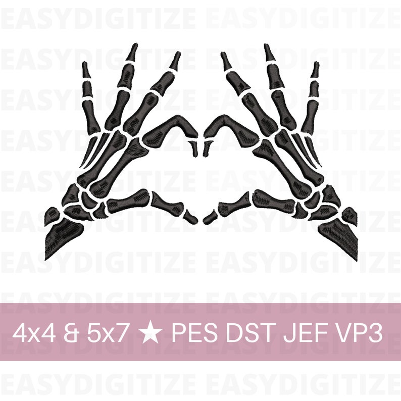 Skeleton Heart Hand Embroidery Design File 4x4 & 5x7 PES DST - Etsy