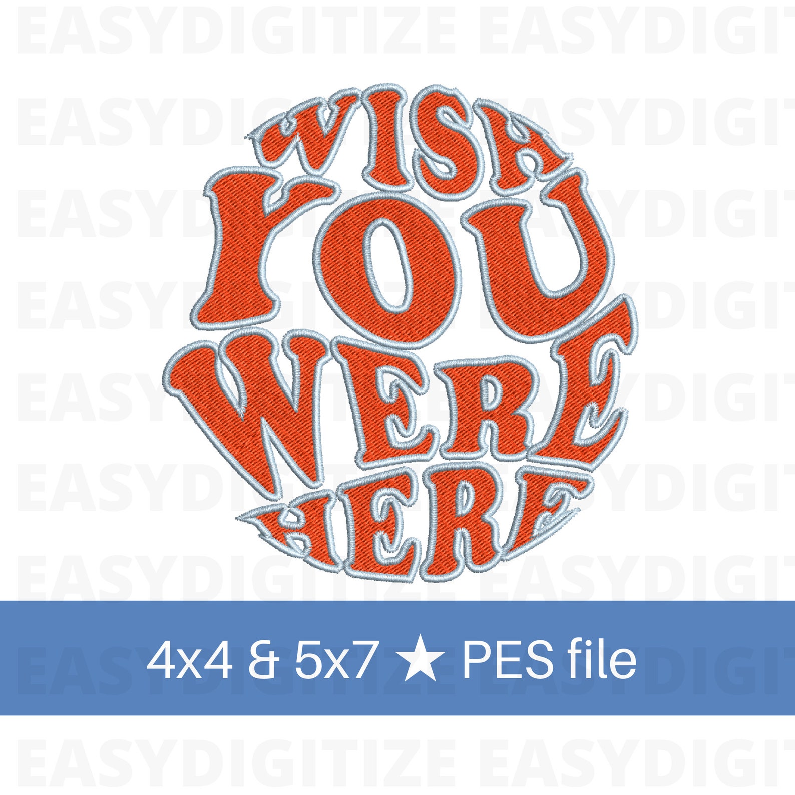 Wish You Were Here Embroidery Design File Pes 4x4 & 5x7 PES, Trendy ...