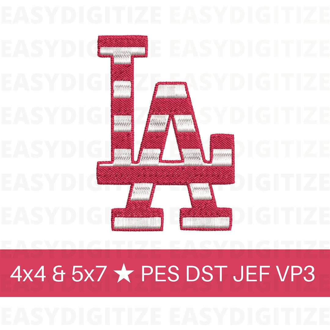 LA Red and Whiteembroidery Design File 4x4 & 5x7 PES DST Jef Vp3 ...