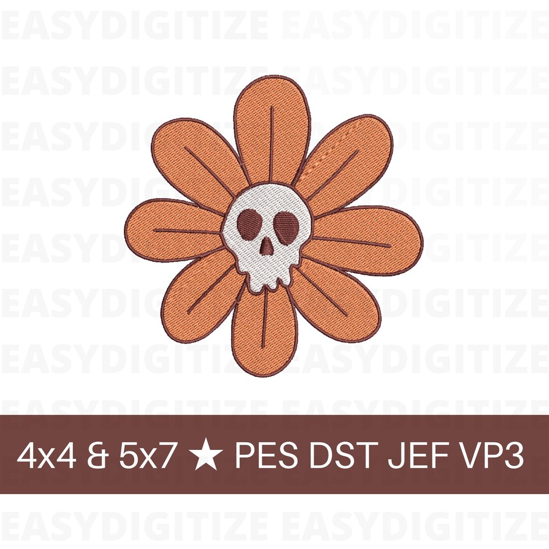 Skeleton Flower Embroidery Design Files PES DST VP3 JEF 4x4 & 5x7 ...