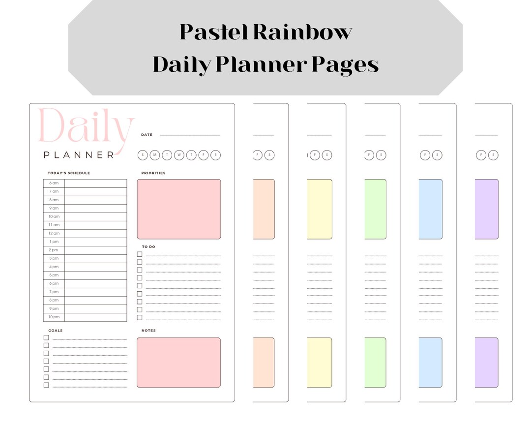 Pastel Rainbow Daily Planner - Etsy