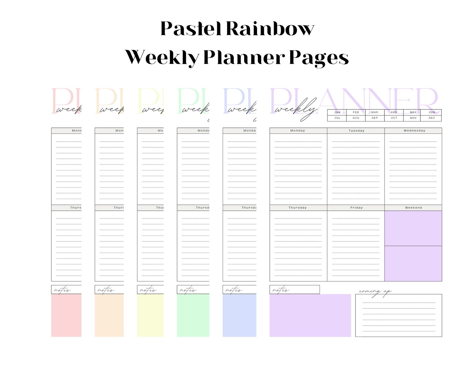 Pastel Rainbow Weekly Planner - Etsy