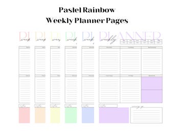 5 Printable Pastel Rainbow Weekly Schedules for Kids - Digital Download ...