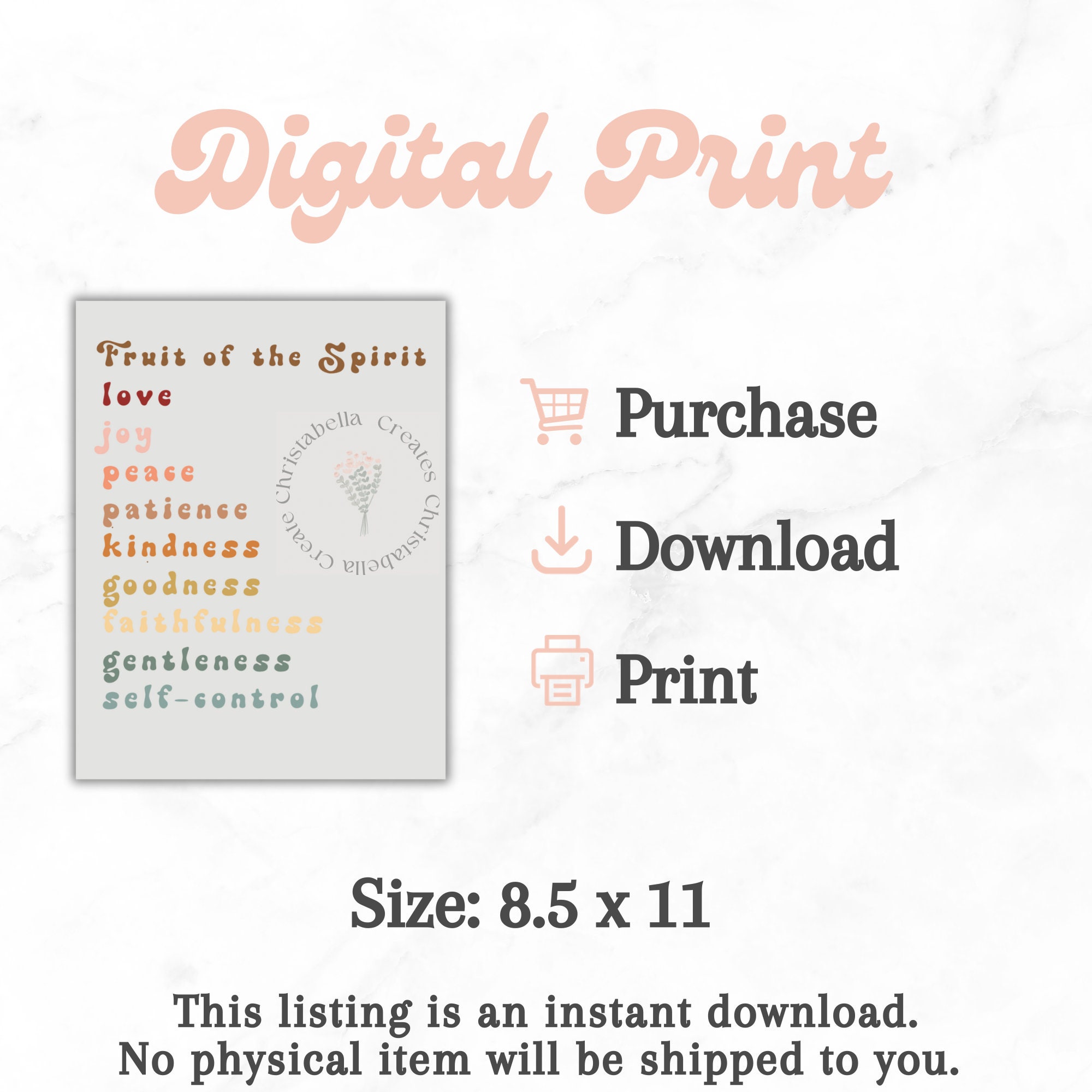 Fruit of the Spirit, Digital Print, Instant Download, Wall Art, Decor ...