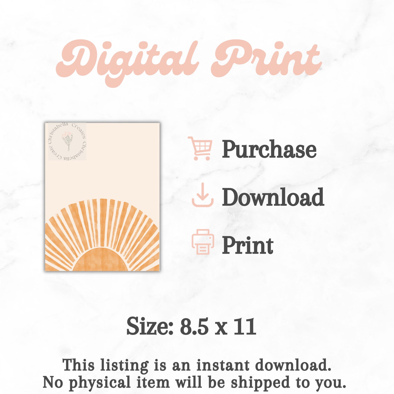 Printable, Sun, Digital Download, Wall Decor, Instand Downoad, Boho ...