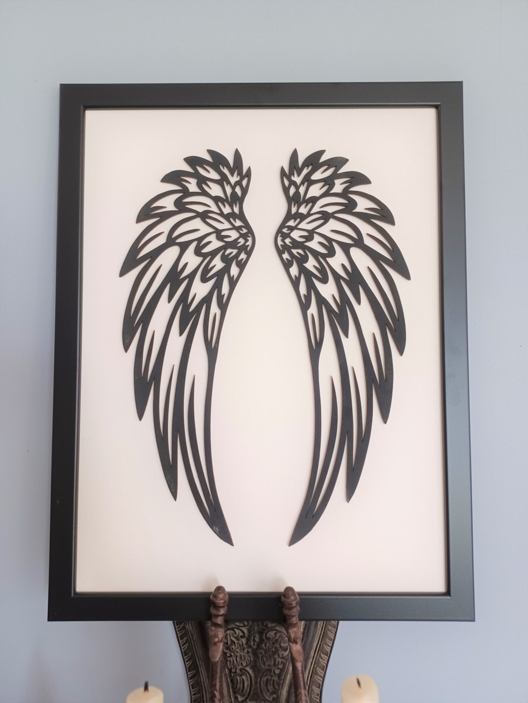 Cuadro de alas de ángel de madera negra en un marco 3D de 30x40 - Etsy ...