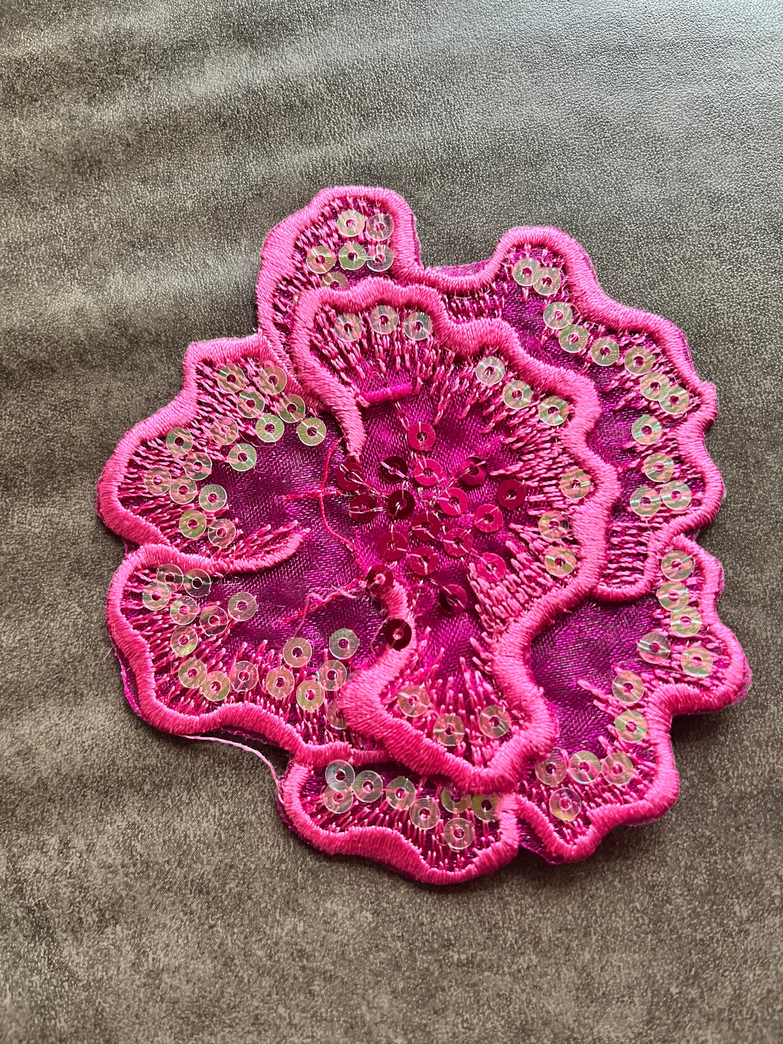 Iron on Pink Floral Patch, Floral Patch, 3.5" Floral Patch With Sequin ...
