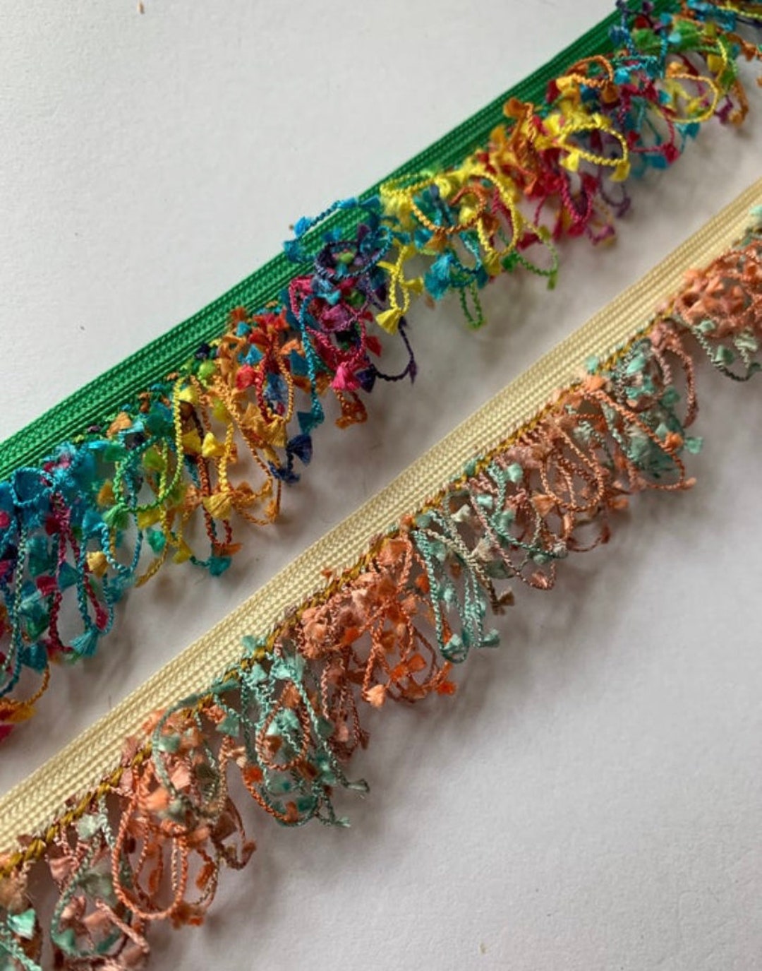 1" Looped Ribbon Fringe Trim, 1 Yard, Multi Color Fringe, 866 - Etsy