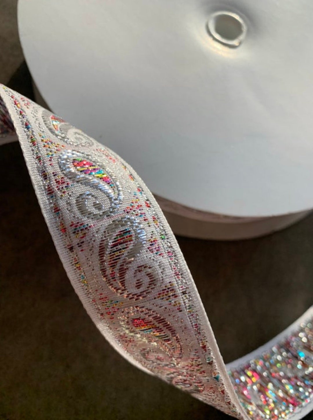 1 Vintage Paisley Metallic Bright Leaves, Woven Embroidered Jacquard ...