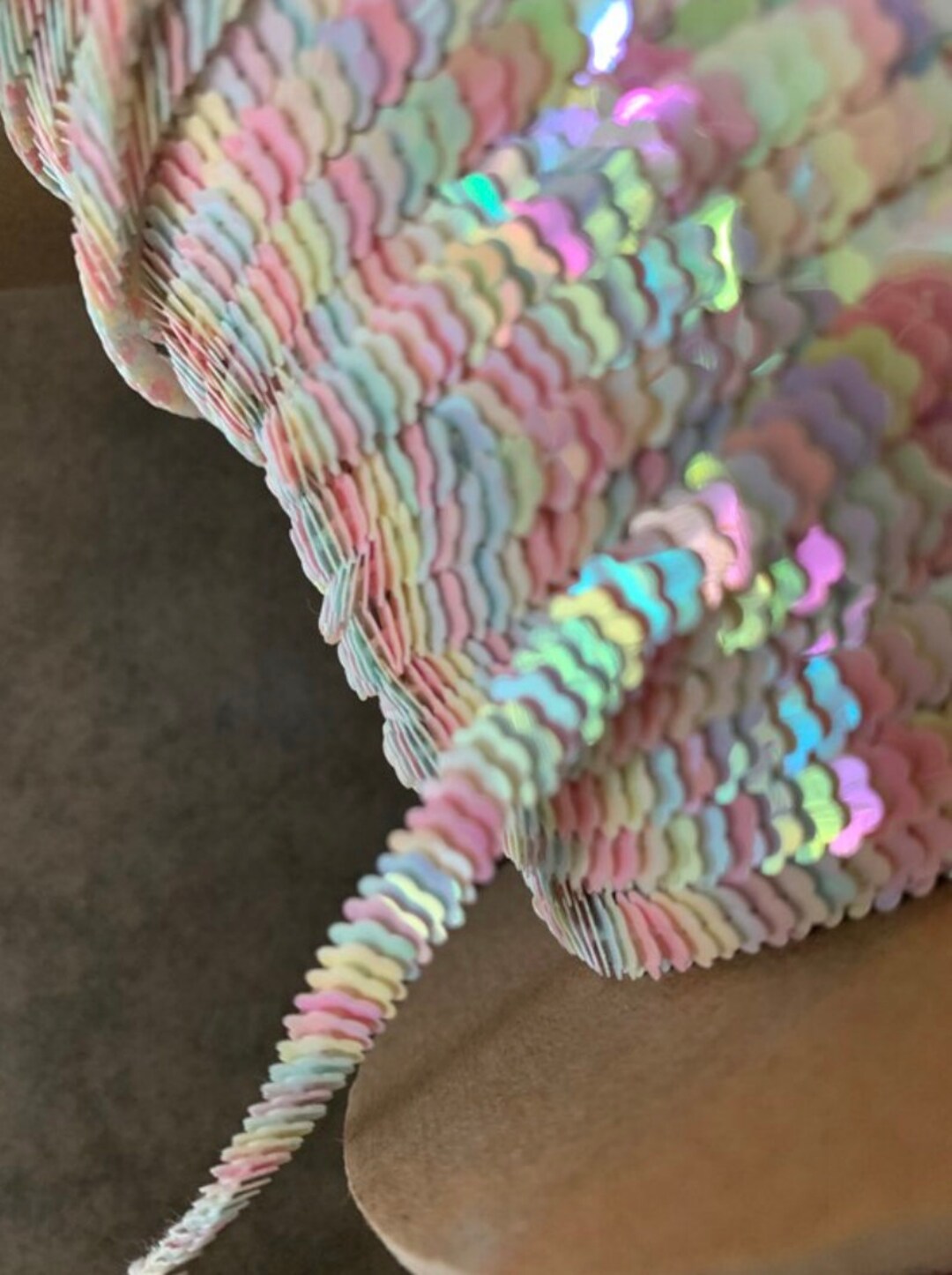 Elastic Stretch Sequin Trim, Pastel Iridescent Sequin Stretch Trim ...