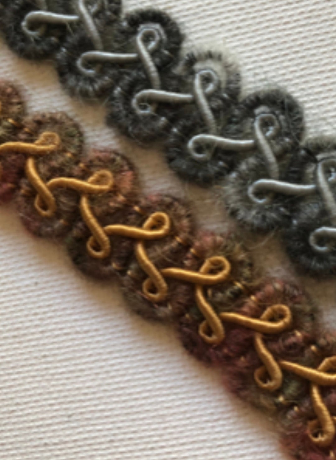 French Soft Novelty Satin Scroll Gimp Knit Trim, Ombre Blend Braid Soft ...