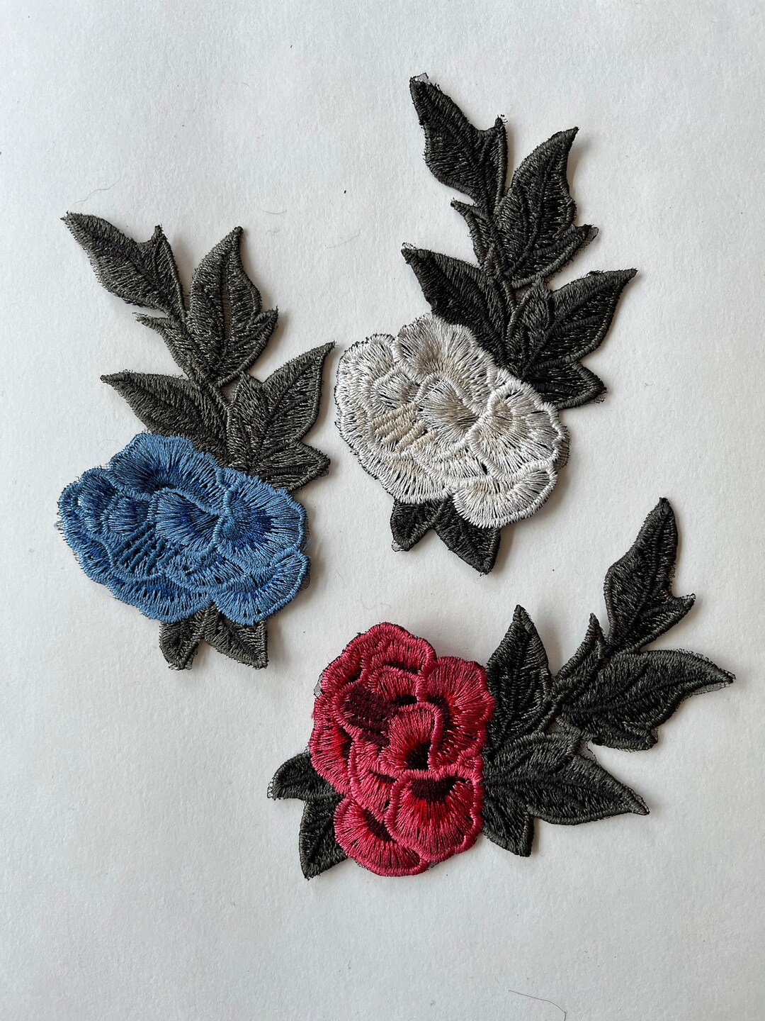 Rose Patch, Red, White and Blue Rose Patches, Applique Rose A1 - Etsy