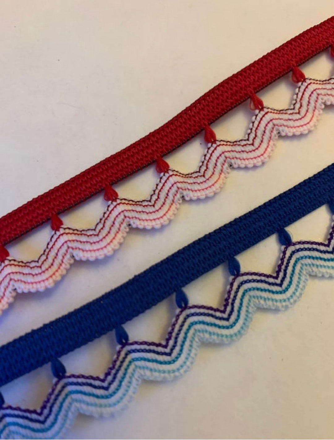 Elastic Stretch Trim, Ric Rac Stretch Trim, Red Elastic Trim, Blue ...