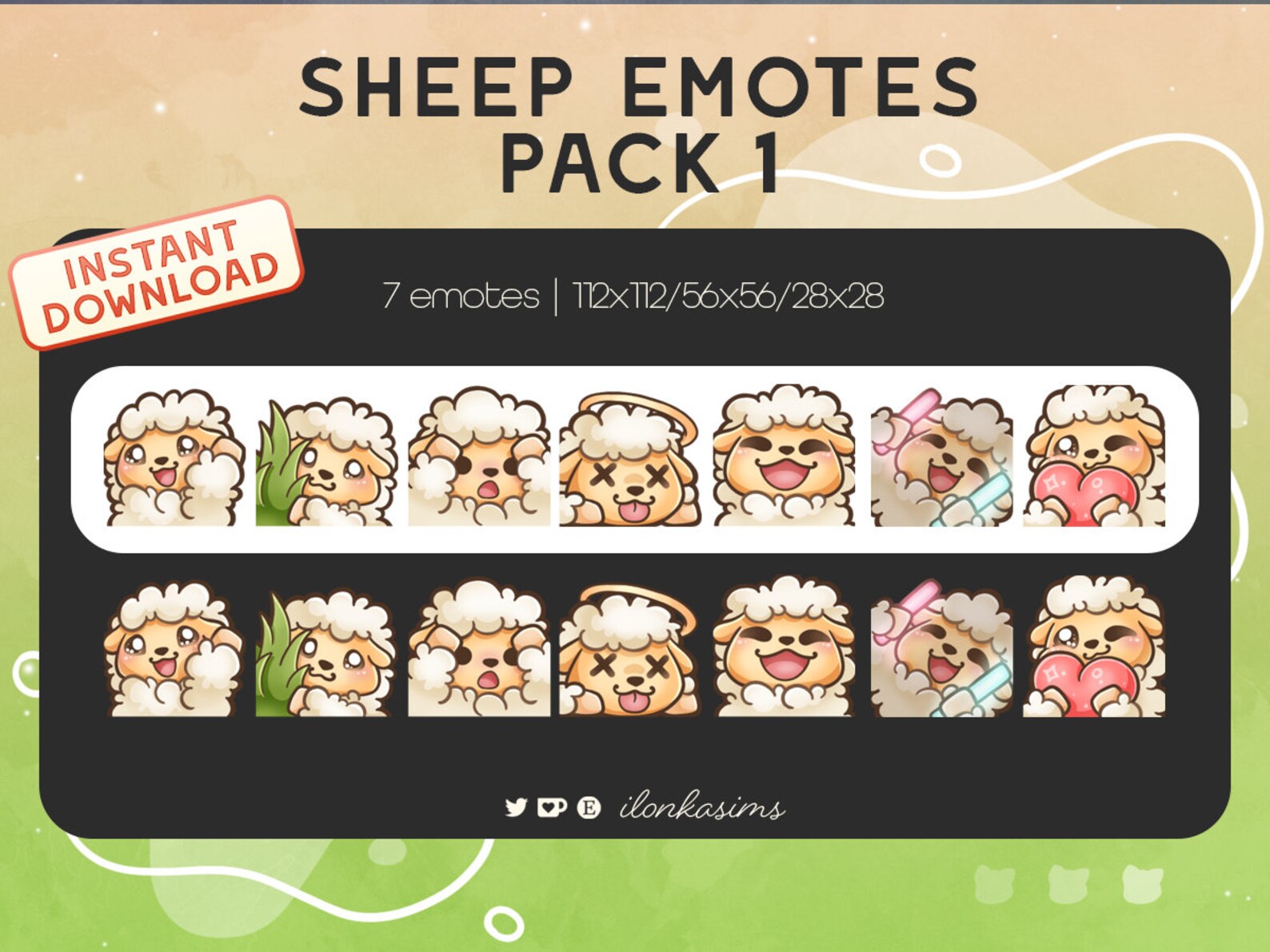 Sheep Twitch/discord Emotes Pack 1 set of 7 - Etsy