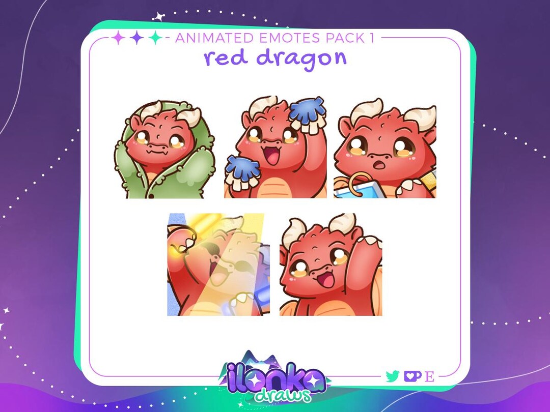 Red Dragon | Animated Twitch/discord Emotes Pack 1 [set of 5] - Etsy