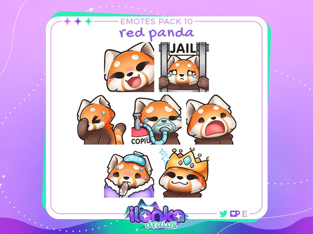 Red Panda | Twitch/discord Emotes Pack 10 (set of 7) - Etsy