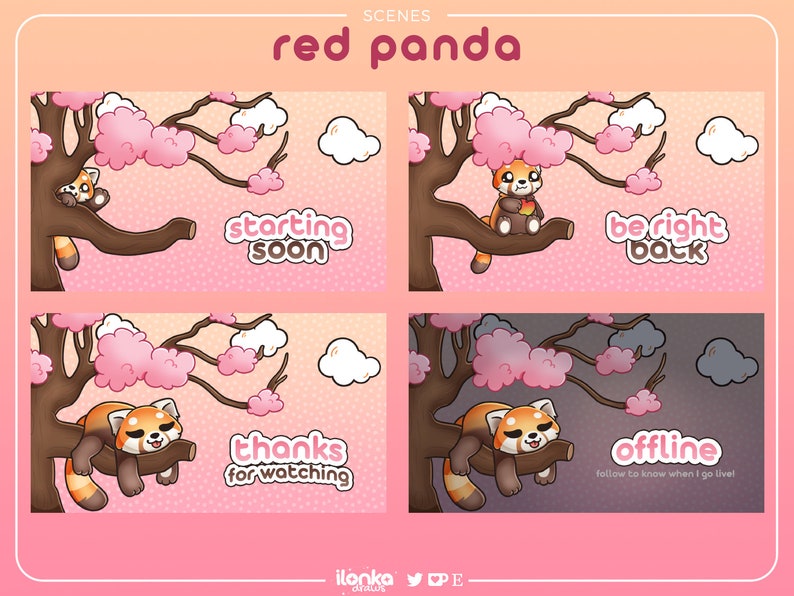Red Panda Animated Stream Pack scenes, Overlays, Alerts, Panels & a ...