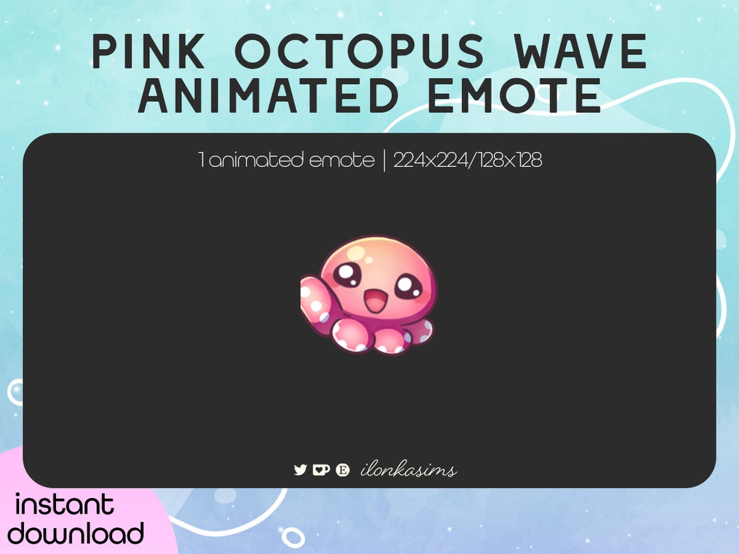 Wave Pink Octopus Animated Twitch/discord Emote - Etsy
