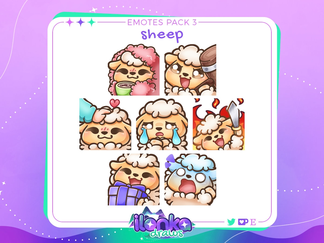 Sheep | Twitch/discord Emotes Pack 3 (set of 7) - Etsy