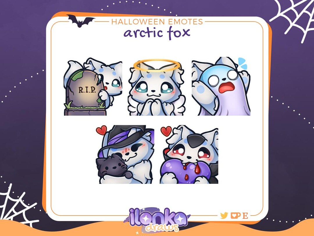 Arctic Fox Halloween Twitch/discord Emotes Pack 2 set of 5 - Etsy