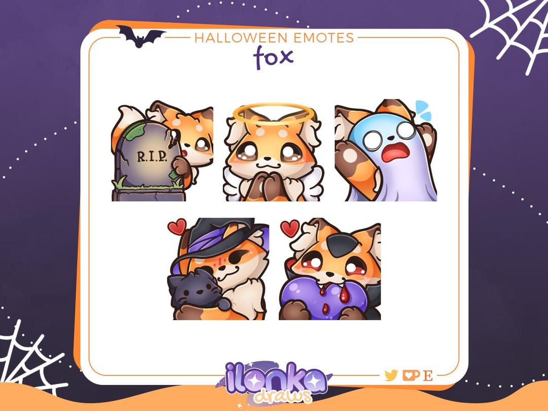 Fox | Halloween Twitch/discord Emotes Pack 2 (set of 5) - Etsy