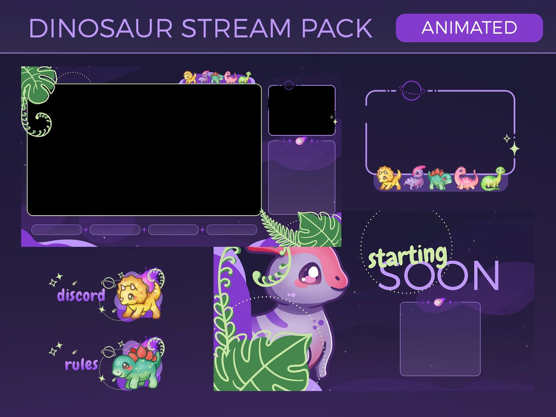 Dinosaurs Stream Pack overlays Scenes and More - Etsy