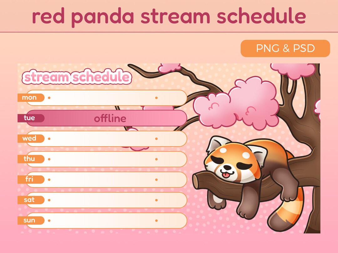 Red Panda Stream Schedule PNG & Editable PSD - Etsy