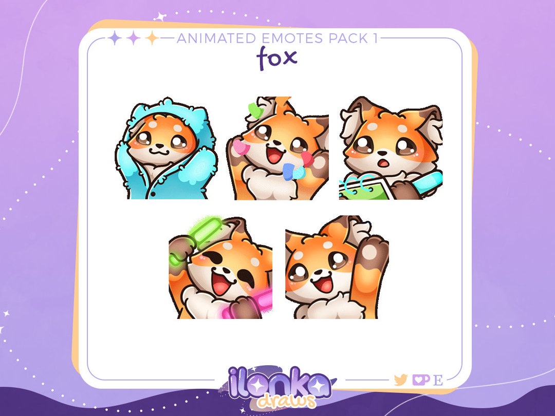 Fox | Cute Animated Twitch/discord Emotes (set of 5) - Etsy