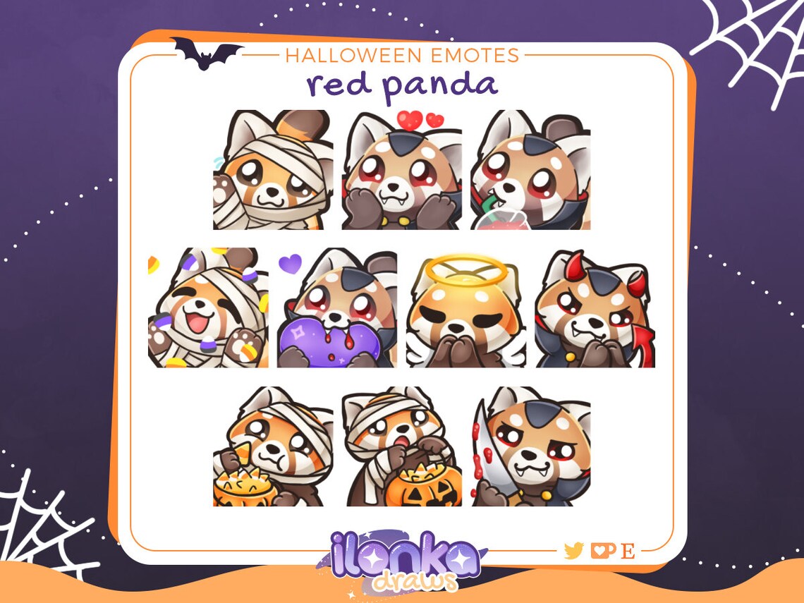 Red Panda Halloween Twitch/discord Emotes Pack 1 & 2 set of - Etsy