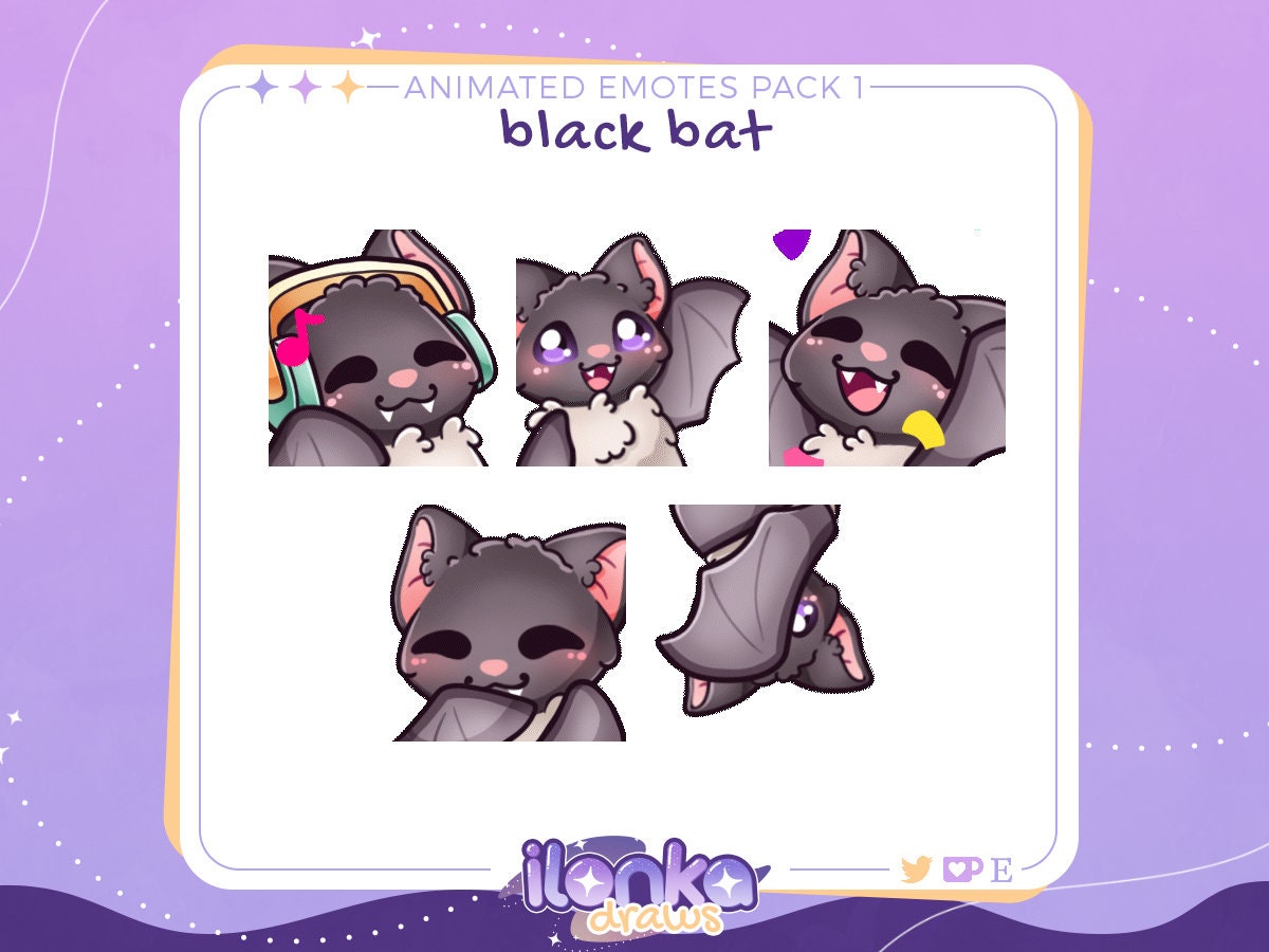 Black Bat | Twitch/discord Animated Emotes Pack 1 (set of 5) - Etsy