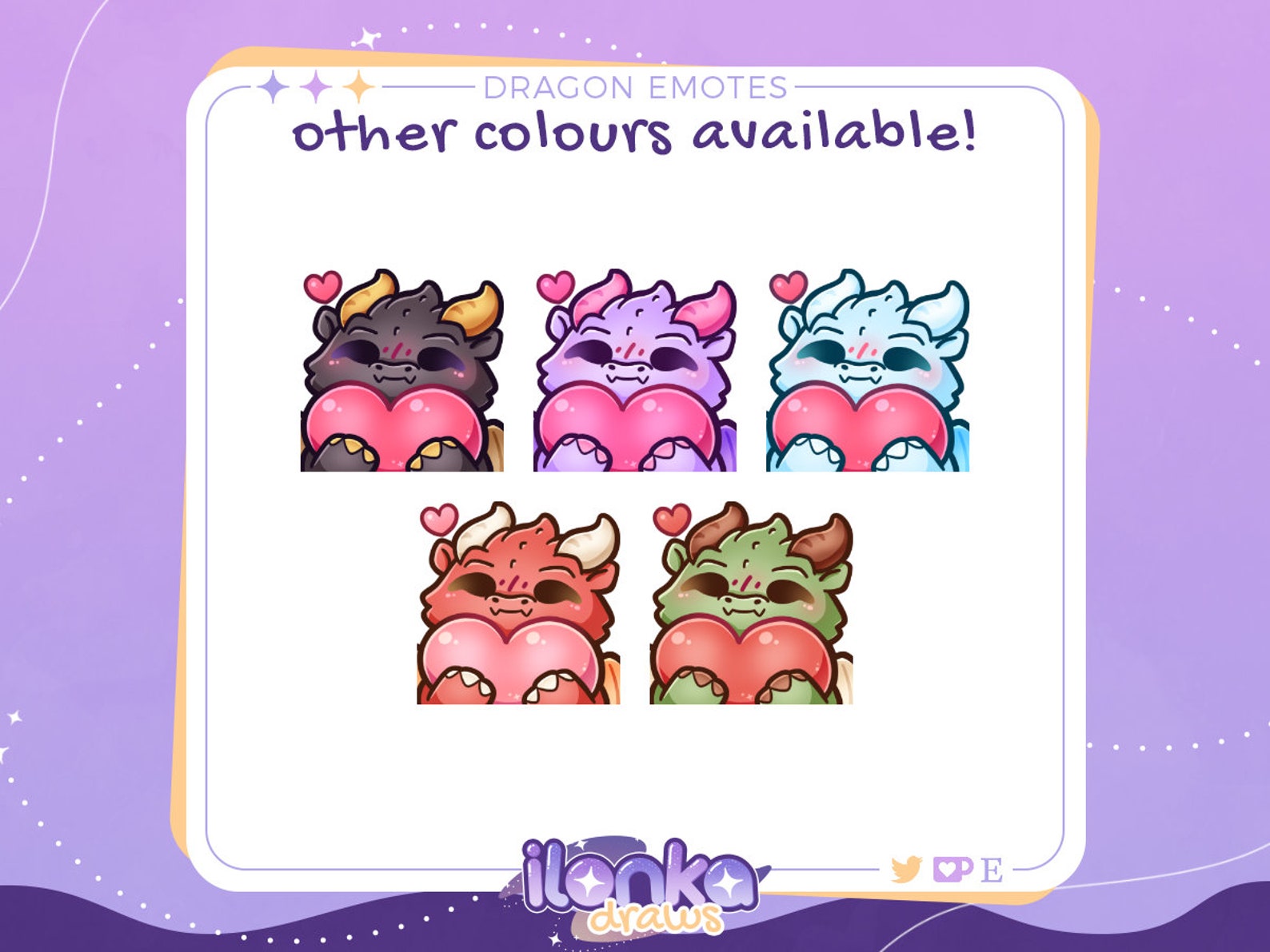 Purple Dragon Cute Twitch/discord Emotes set of 7 - Etsy