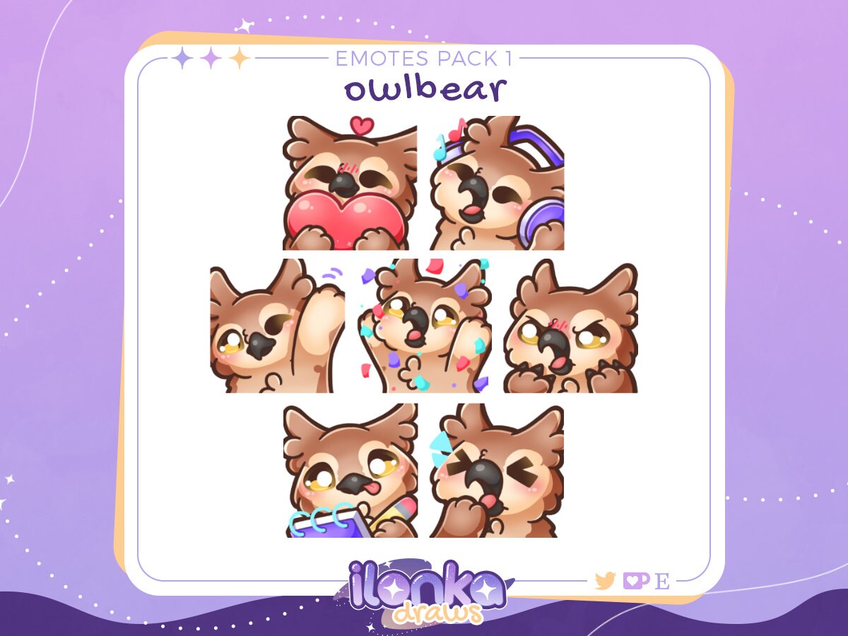 Owlbear | Cute Twitch/discord Emotes (set of 7) - Etsy