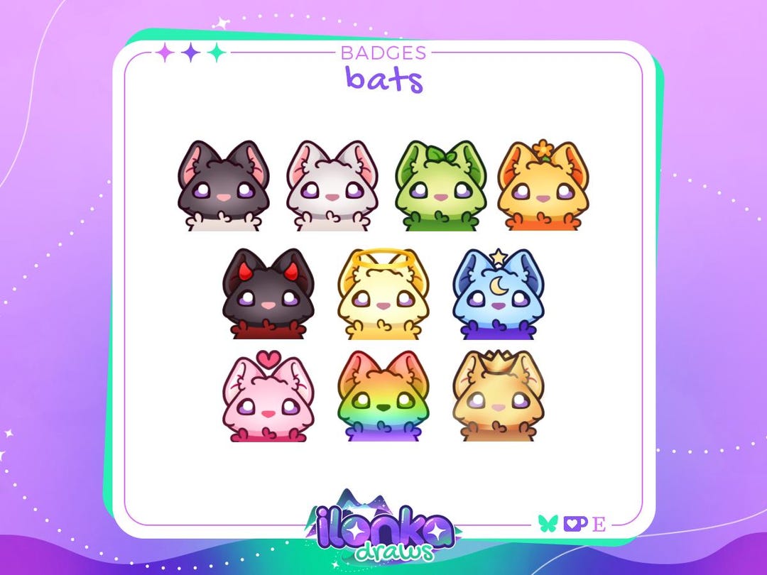 Cute Bat | Twitch Sub/bit Badges (set of 10) - Etsy