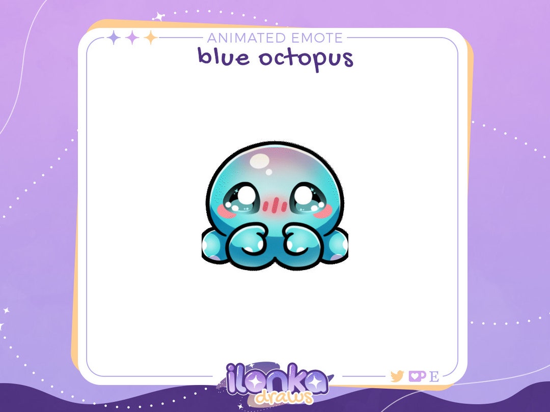 Shy Blue Octopus | Animated Twitch/discord Emote - Etsy