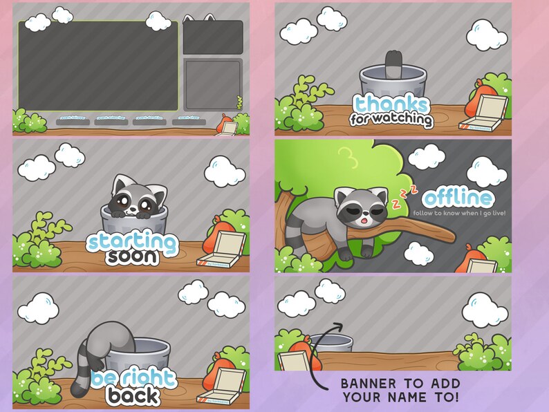 Racccoon Twitch MEGA Pack Animated Twitch Overlays Emotes - Etsy