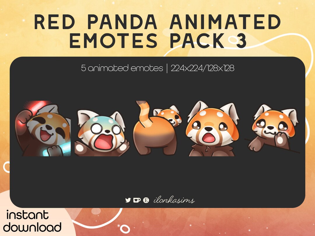 Red Panda Animated Twitch/discord Emotes Pack 3 set of 5 - Etsy
